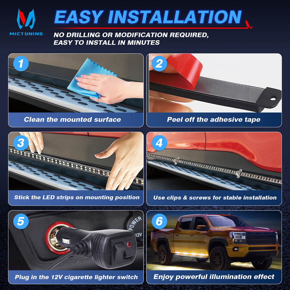 2PCS 70″ Running Board Lights Bar MICTUNING, 1152 LEDs Safety Warning ...