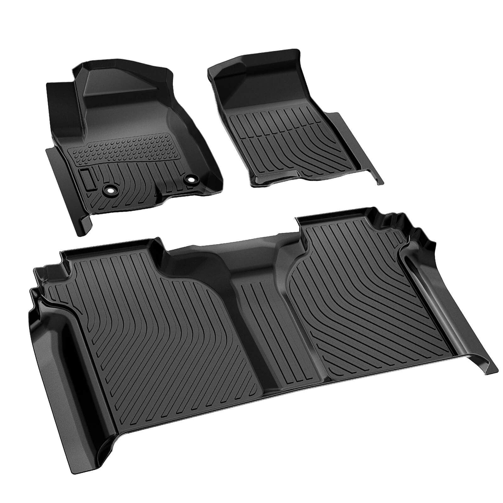 Fot Chevrolet Chevy Silverado 1500 2019 2024 Floor Mats 1st 2nd Row Liner Set Custom Fit MICTUNING TPE Non Slip All Weather Protection Waterproof Non Toxic