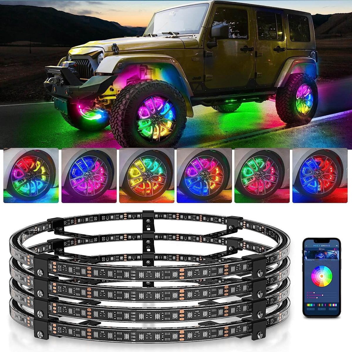 MICTUNING LED Wheel Light, High Recognition, More Cool Effect