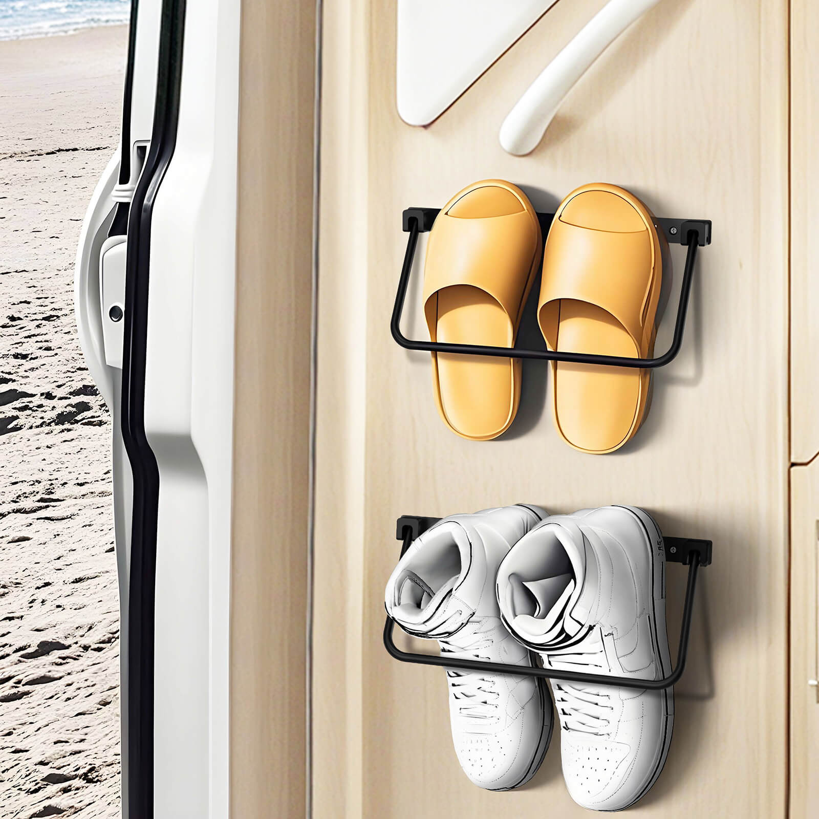RV Shoe Storage Rack – Wall Mount, Foldable Camper Accessories Organiz