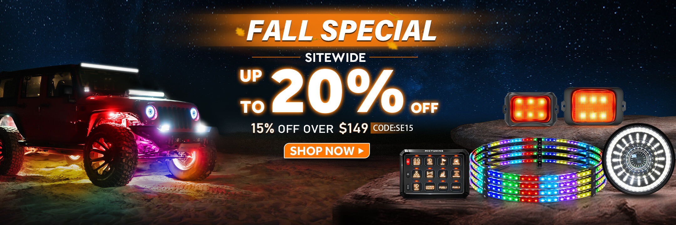 MICTUNING INC RGBW Rock Light ,LED Light Bar ,Auto Accessories,Online