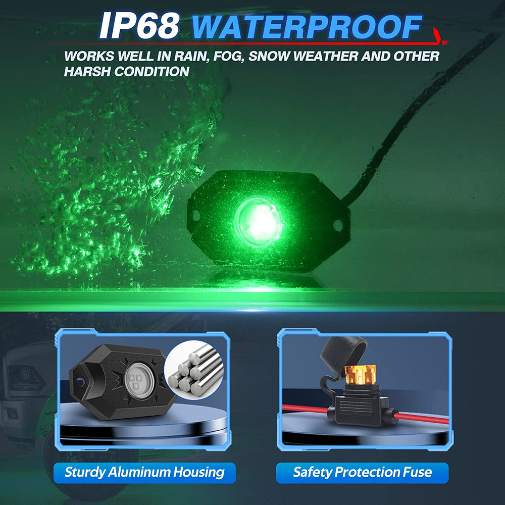 2023 Upgraded CM RGB LED Rock Lights Kits 12 Pods For UTV ATV Jeep Truck SUV Car