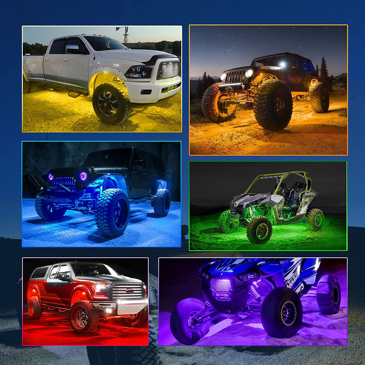 2024 Upgraded CM RGB LED Rock Lights Kits 8-12 Pods MICTUNING Rock Lights For UTV ATV Jeep Truck ...