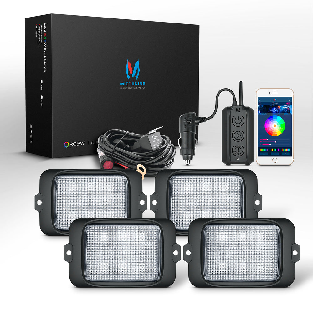 MICTUNING C3 RGBW LED Rock Lights - Multi-Color Neon Underglow Lights